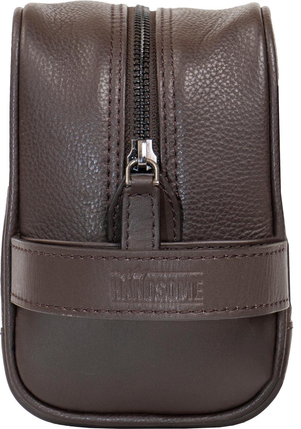 Hey Handsome Pebble Grain Genuine Leather Toiletry Dopp Kit - Black